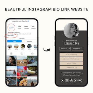 Instagram Link in Bio Template, Linktree Template Canva, Landing Page ...
