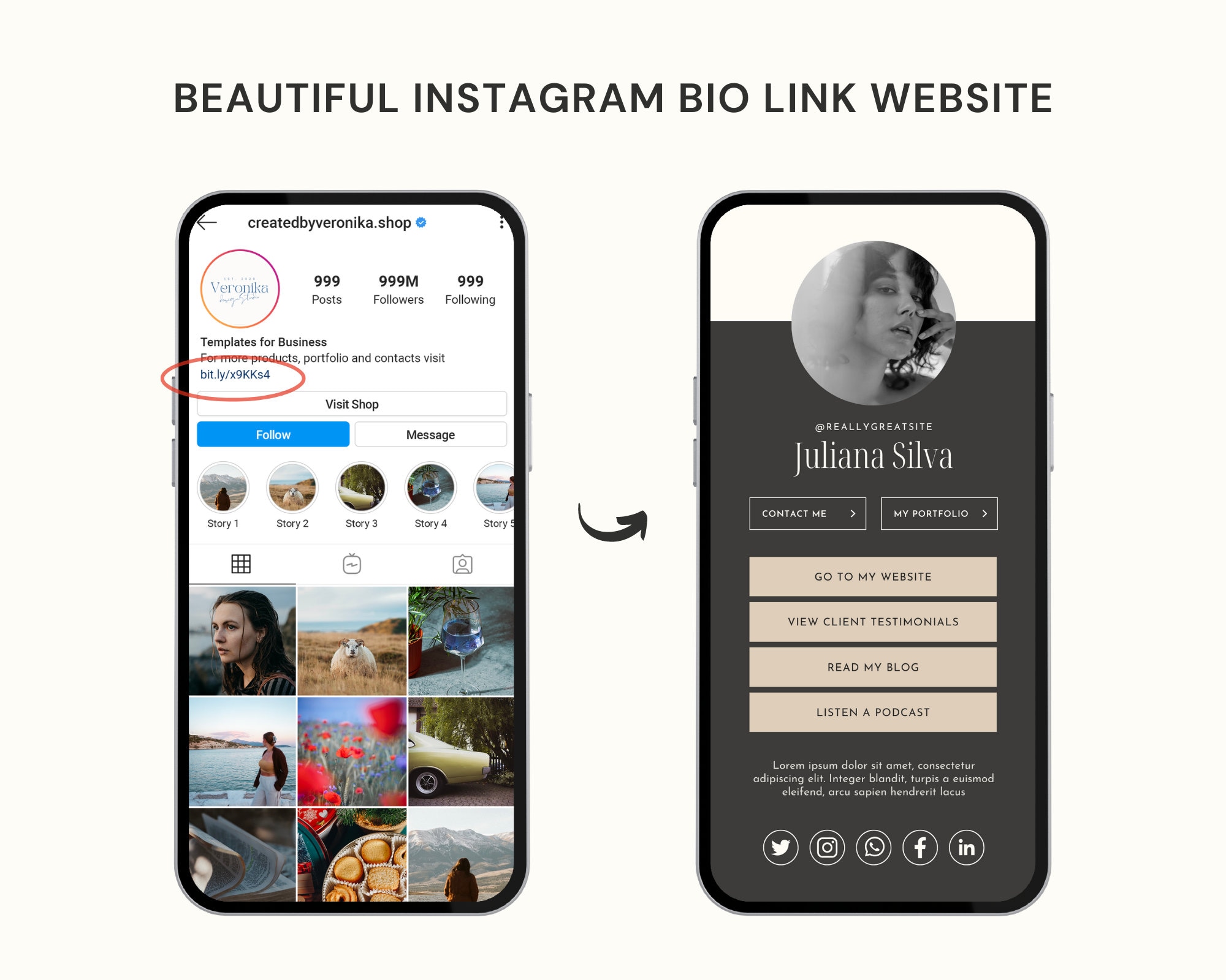 Instagram Link in Bio Template, Linktree Template Canva, Landing Page Website, Instagram Links ...
