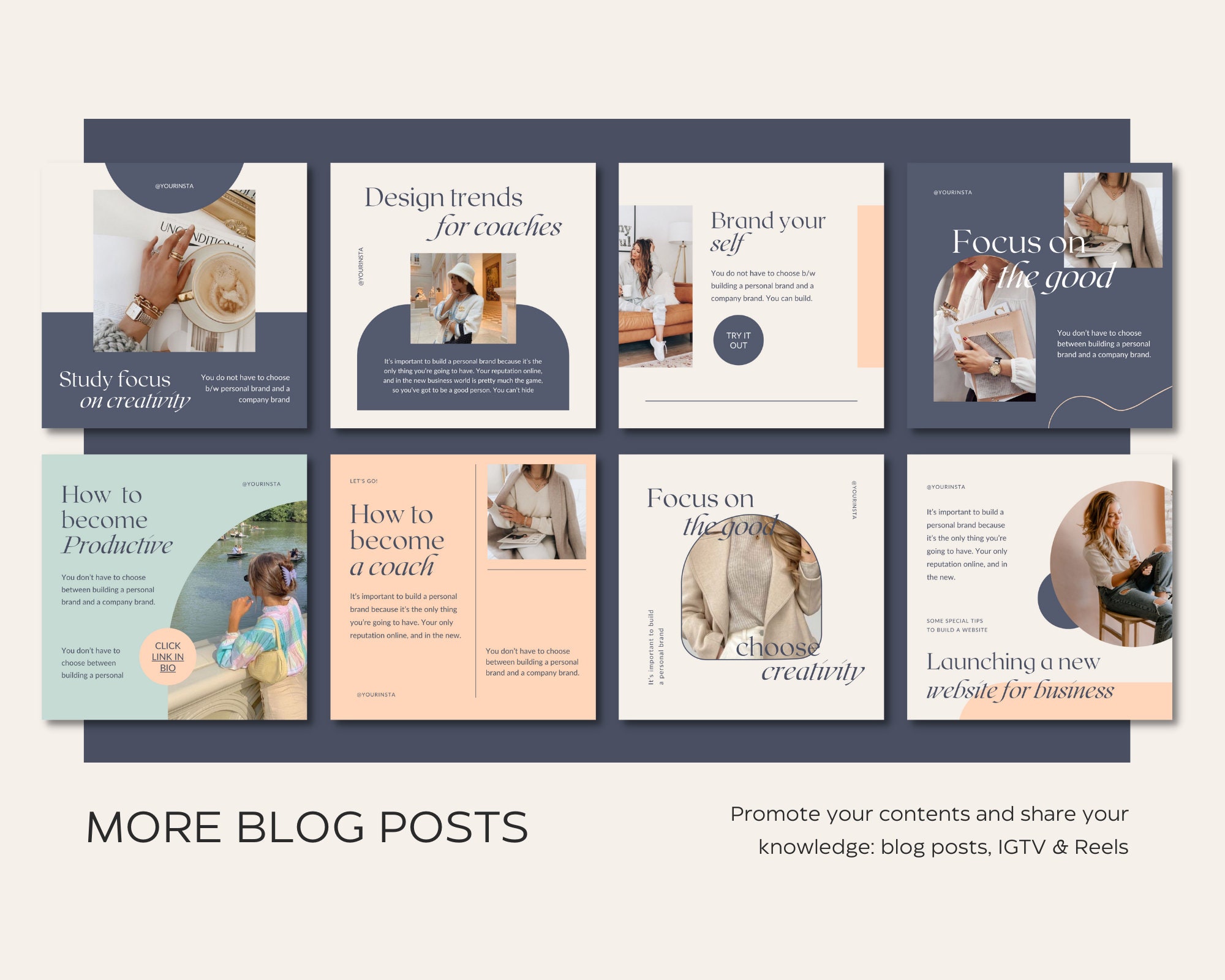 Gentle Coach Instagram Canva Template, Mint Blue Instagram for Coach ...