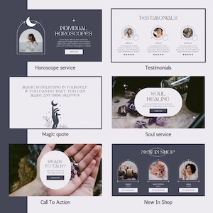 Spiritual Website Template Canva, Mystical Website, Magic Astrologer ...