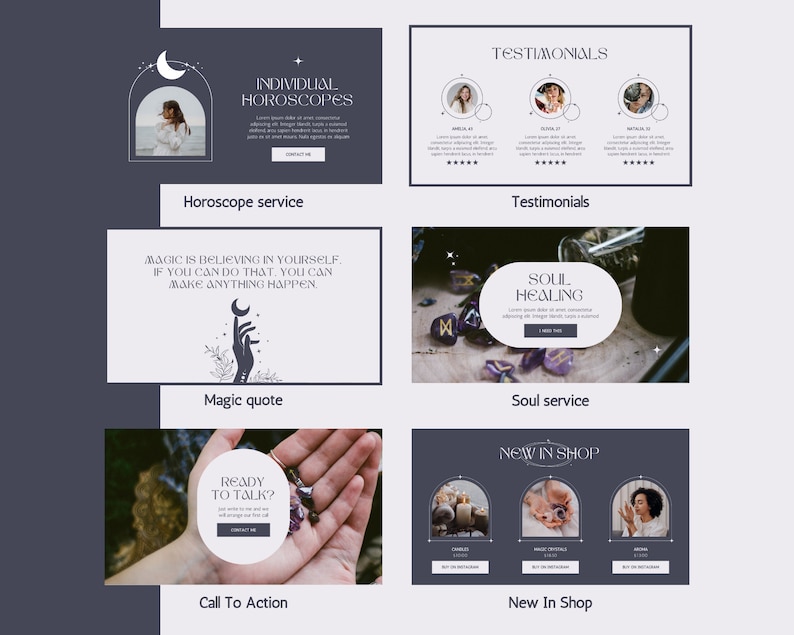 Spiritual Website Template Canva, Mystical Website, Magic Astrologer ...