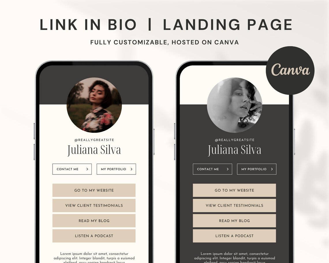 Instagram Link in Bio Template, Linktree Template Canva, Landing Page Website, Instagram Links ...