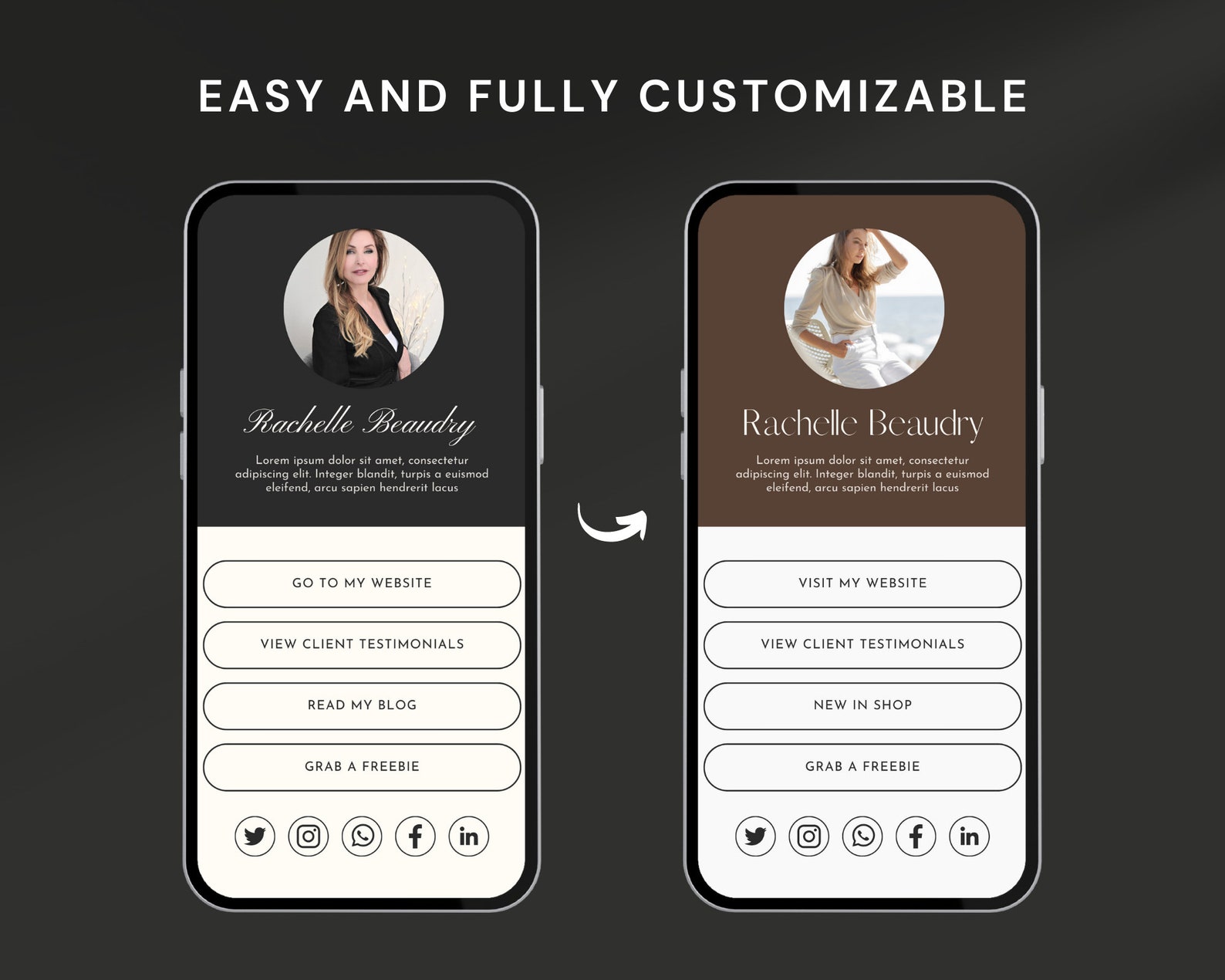 Classy Instagram Link in Bio Template, Minimalist Linktree Template ...