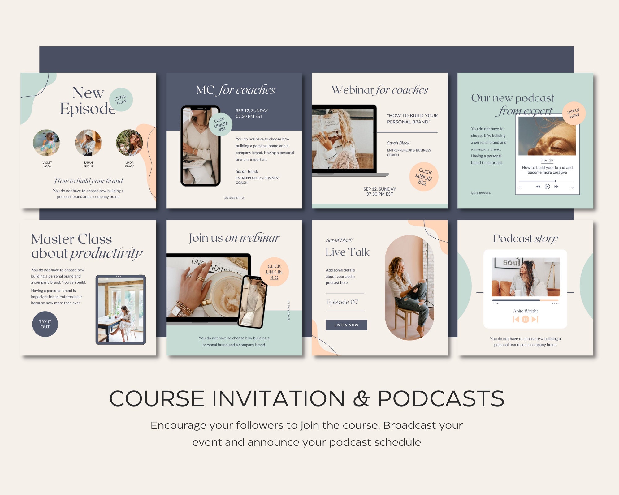 Gentle Coach Instagram Canva Template, Mint Blue Instagram for Coach ...