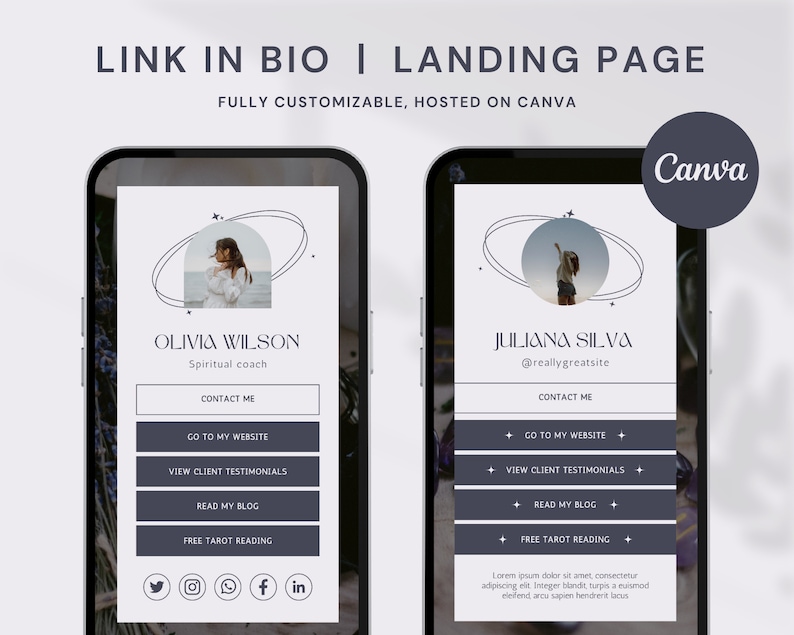 Spiritual Website Template Canva, Instagram Link in Bio Template ...