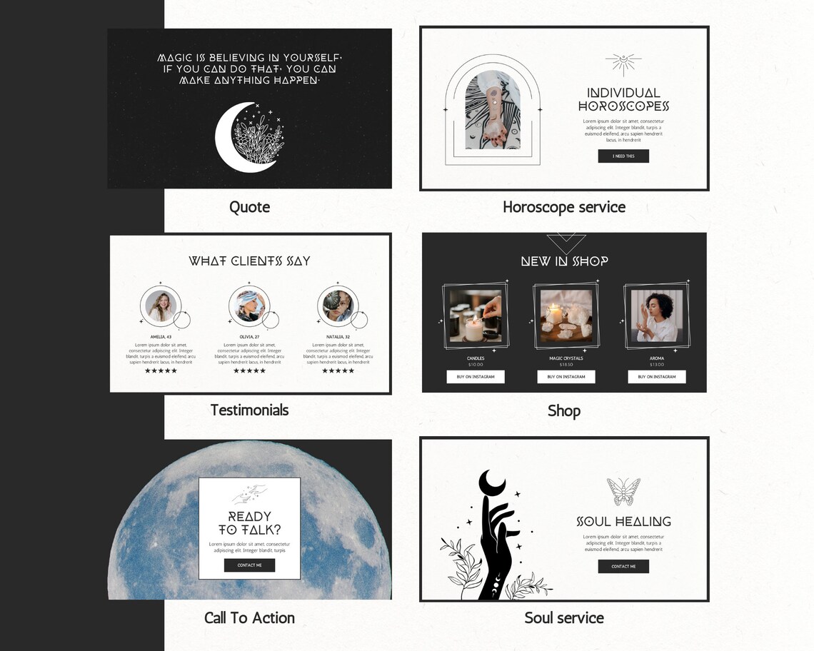 Spiritual Website Template Canva, Mystical Website, Witch Website ...