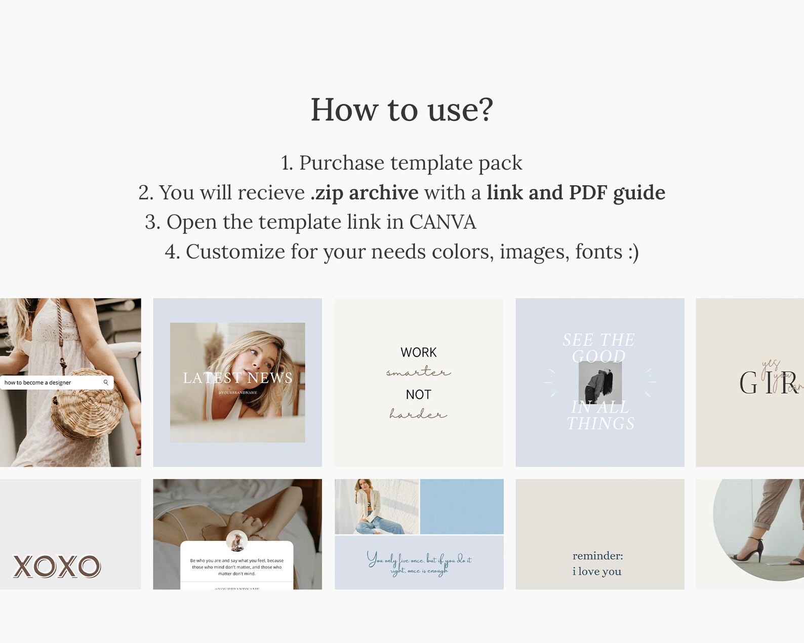 Sapphire Instagram Post Templates Canva, Blue Blogger Templates for ...