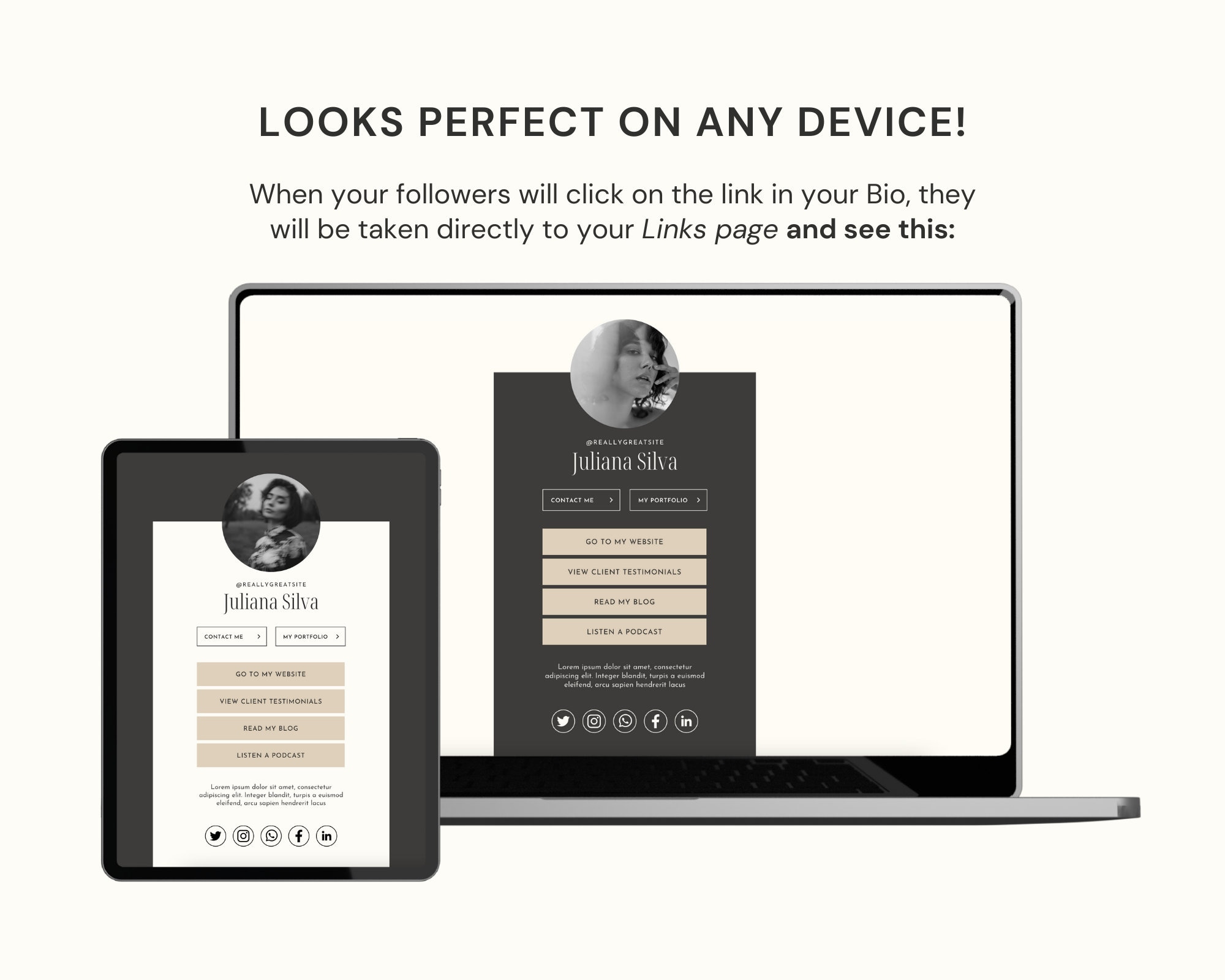 Instagram Link in Bio Template, Linktree Template Canva, Landing Page ...