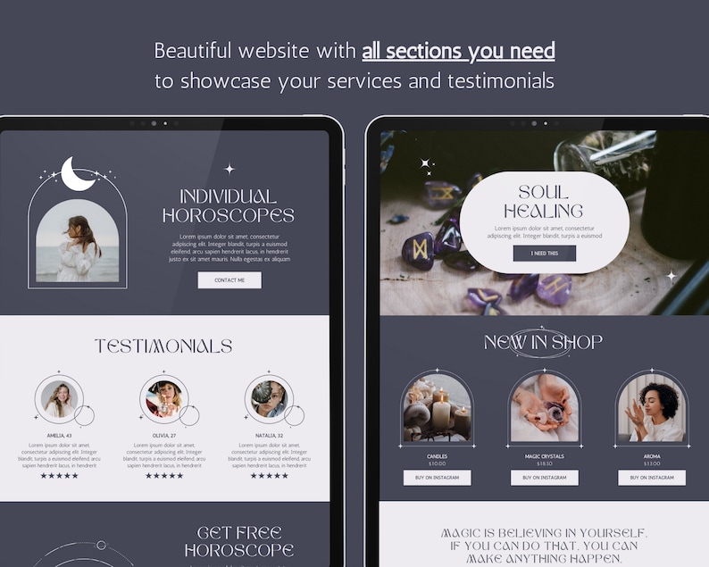 Spiritual Website Template Canva, Mystical Website, Magic Astrologer ...