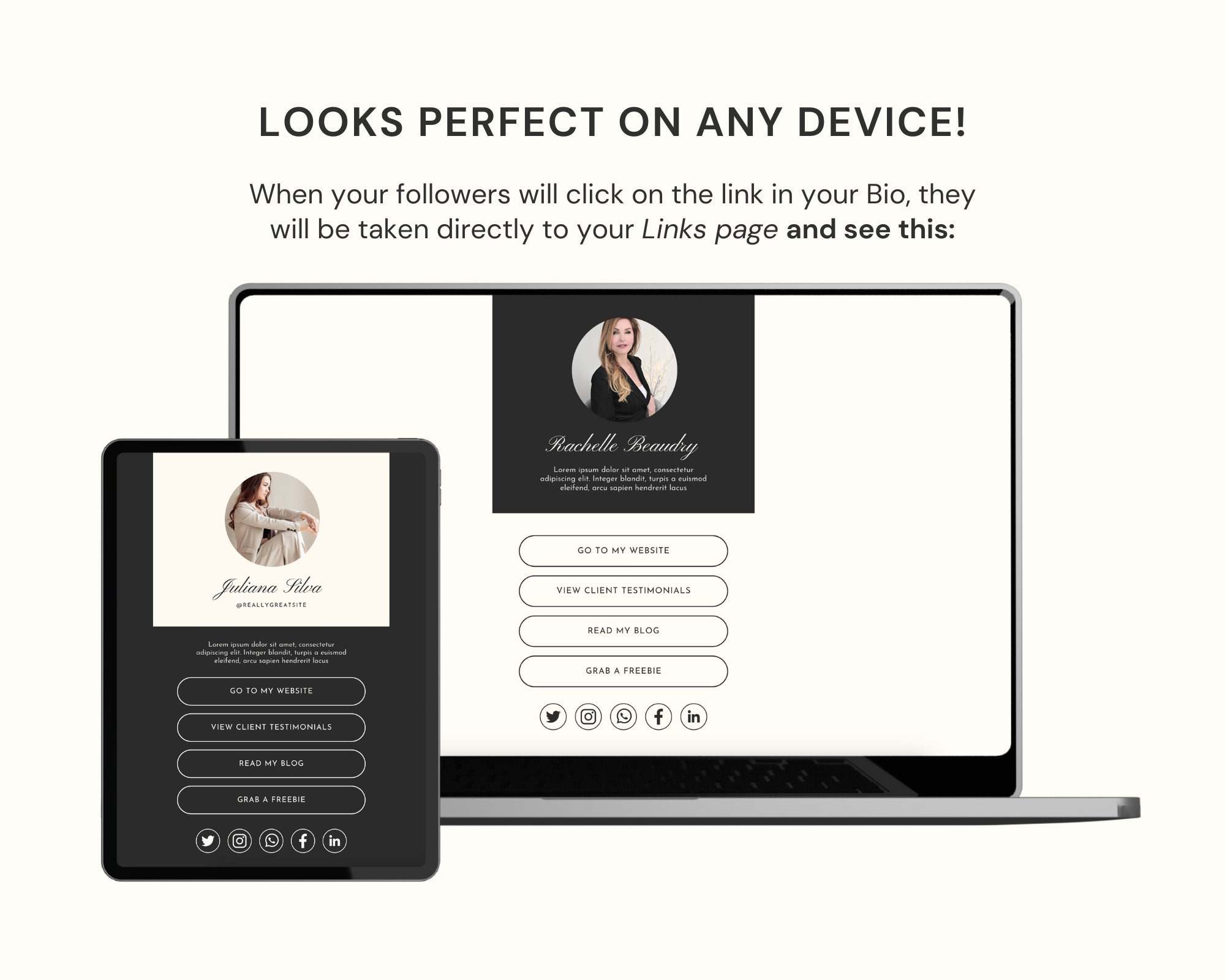 Classy Instagram Link in Bio Template, Minimalist Linktree Template Canva, Landing Page Website ...