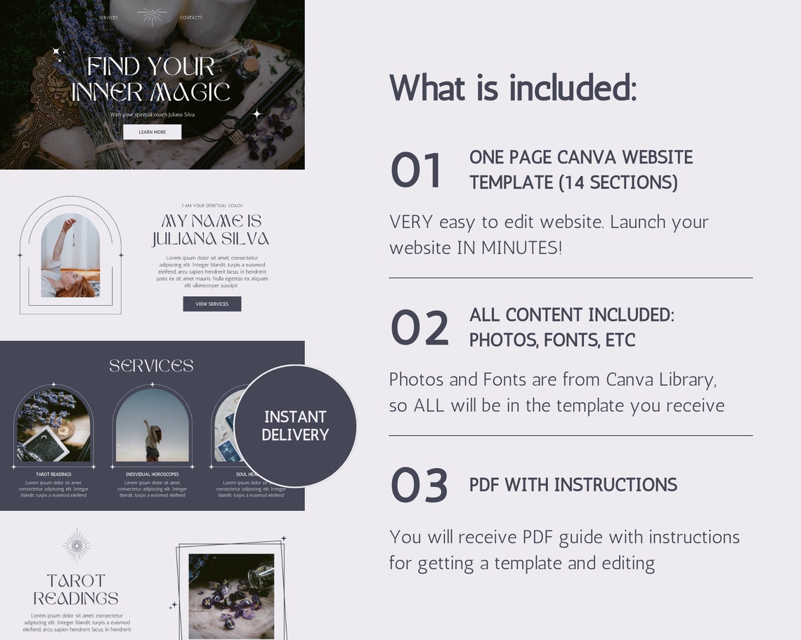 Spiritual Website Template Canva, Mystical Website, Magic Astrologer ...