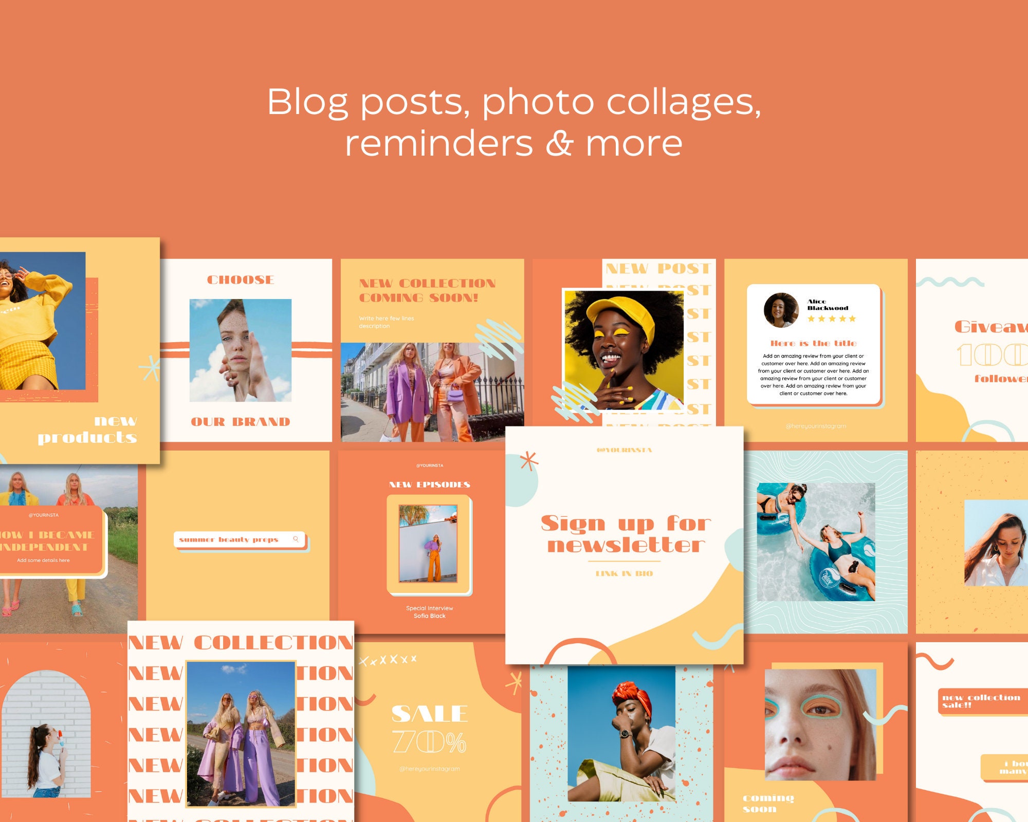 Rainbow Colorful Instagram Canva Templates, Bright Color Social Media ...