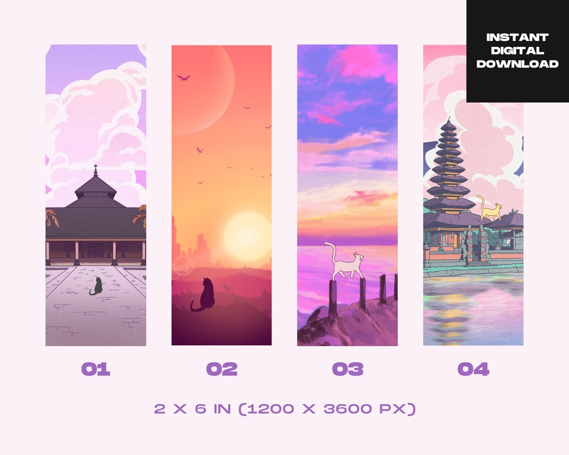 Japanese Printable Bookmarks Digital Print Bookmarks Anime - Etsy