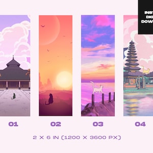 Japanese Printable Bookmarks Digital Print Bookmarks Anime - Etsy