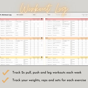PPL Workout Tracker Spreadsheet (google Sheets) - Etsy