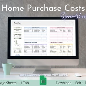 Home Purchase Costs | Google Sheets Spreadsheet Template | House ...