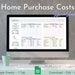 Home Purchase Costs | Google Sheets Spreadsheet Template | House ...