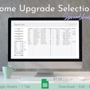 Home Upgrade Selections | Building Costs | Google Sheets Budget ...