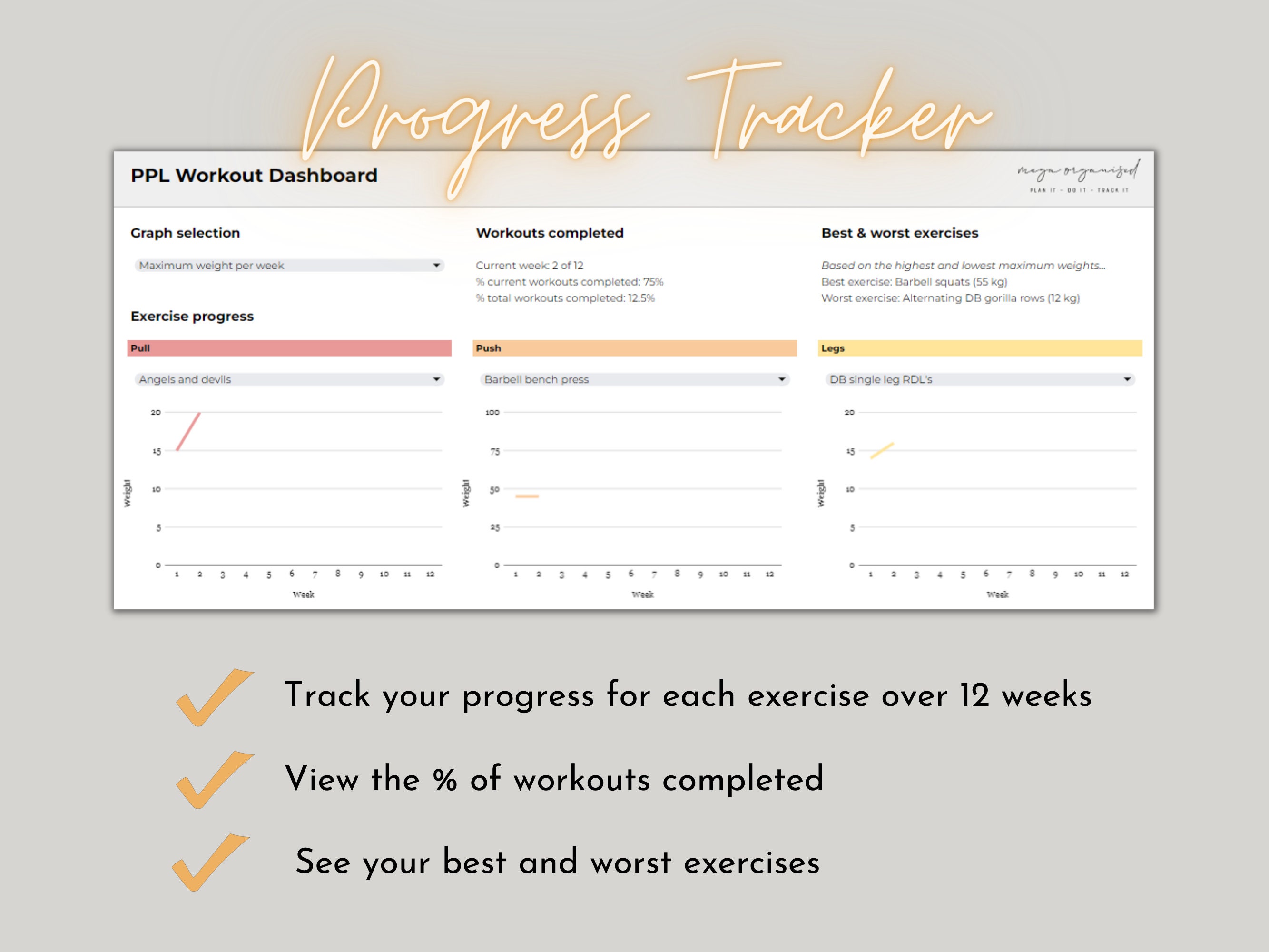 PPL Workout Tracker Spreadsheet (google Sheets) - Etsy