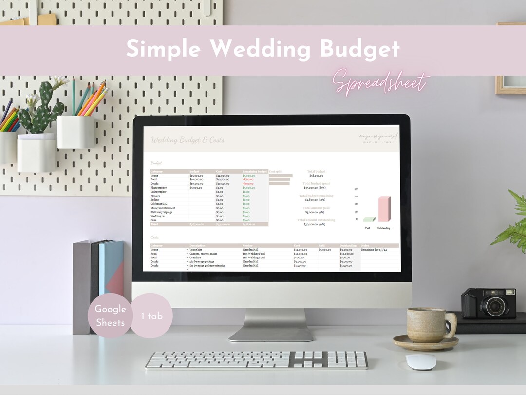Simple Wedding Budget Spreadsheet | Google Sheets Wedding Budget ...