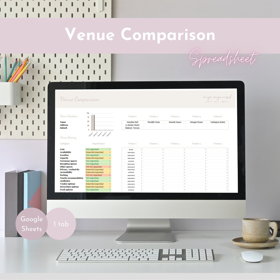 Venue Comparison Spreadsheet | Wedding Venue Scorer | Venue Scoring ...