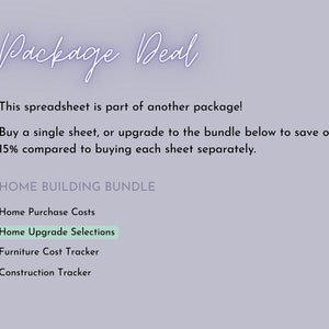 Home Upgrade Selections | Building Costs | Google Sheets Budget ...