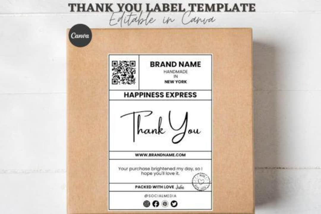 Editable Shipping Packaging Canva Label - Etsy