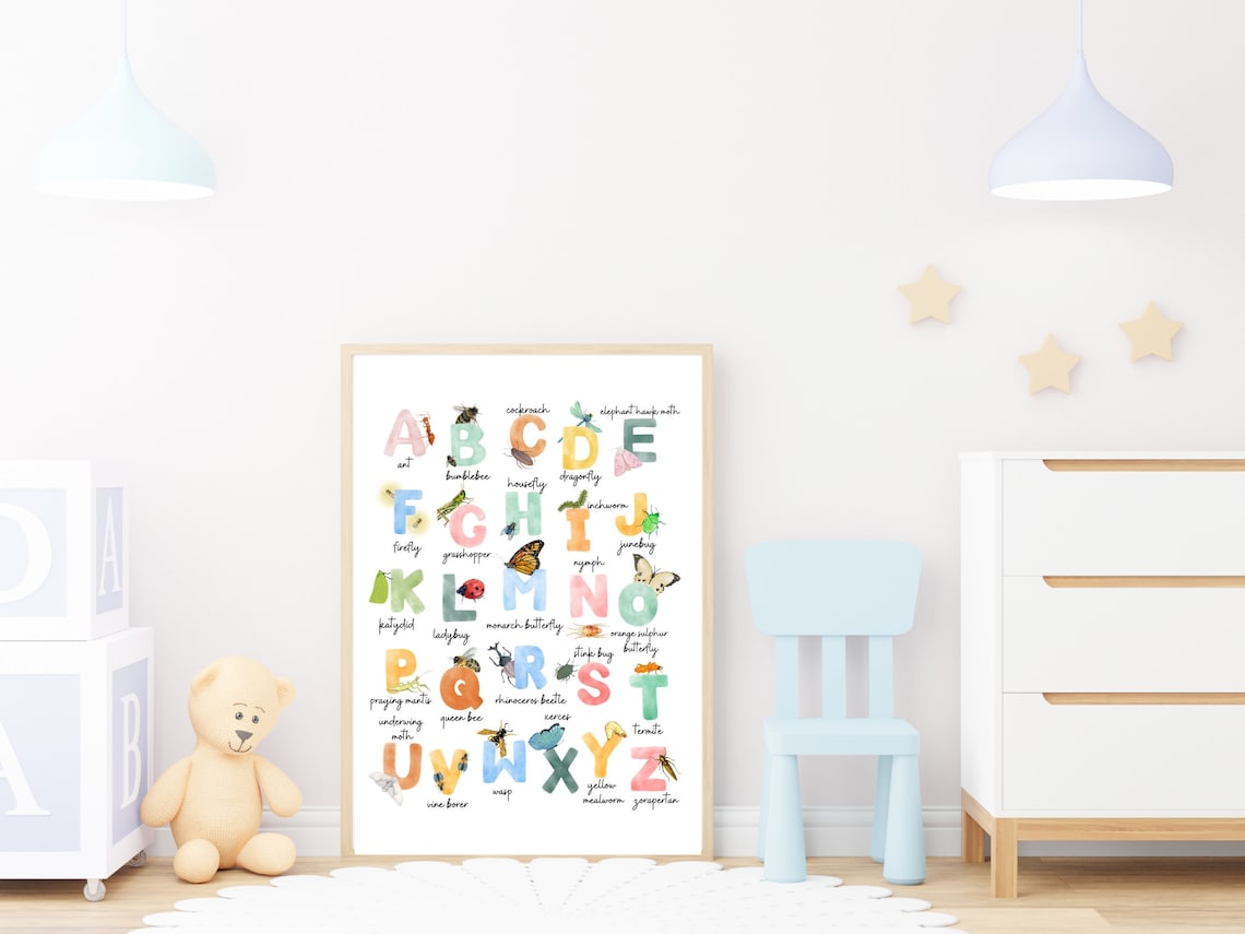 Alphabet Poster Printable Kids Wall Art Bug Alphabet Digital - Etsy