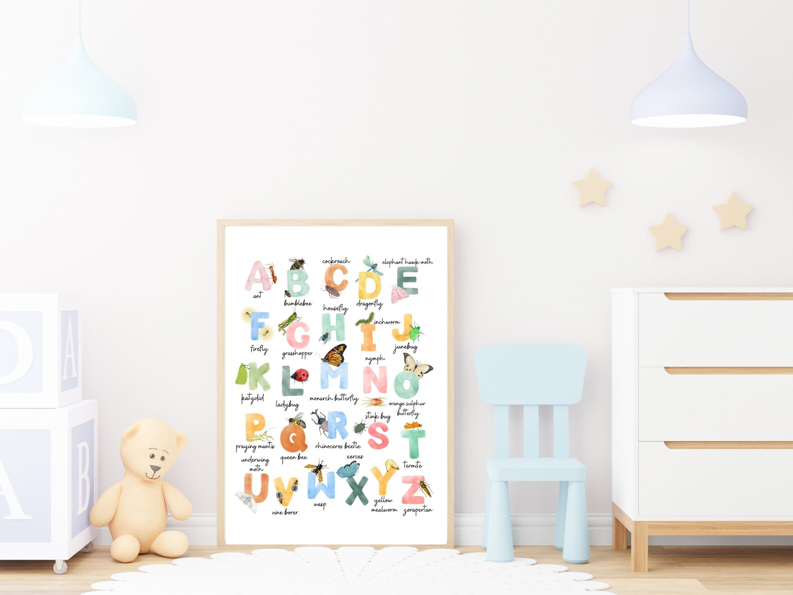 Alphabet Poster Printable, Kids Wall Art, Bug Alphabet Digital Print ...