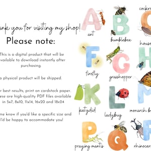 Alphabet Poster Printable, Kids Wall Art, Bug Alphabet Digital Print ...
