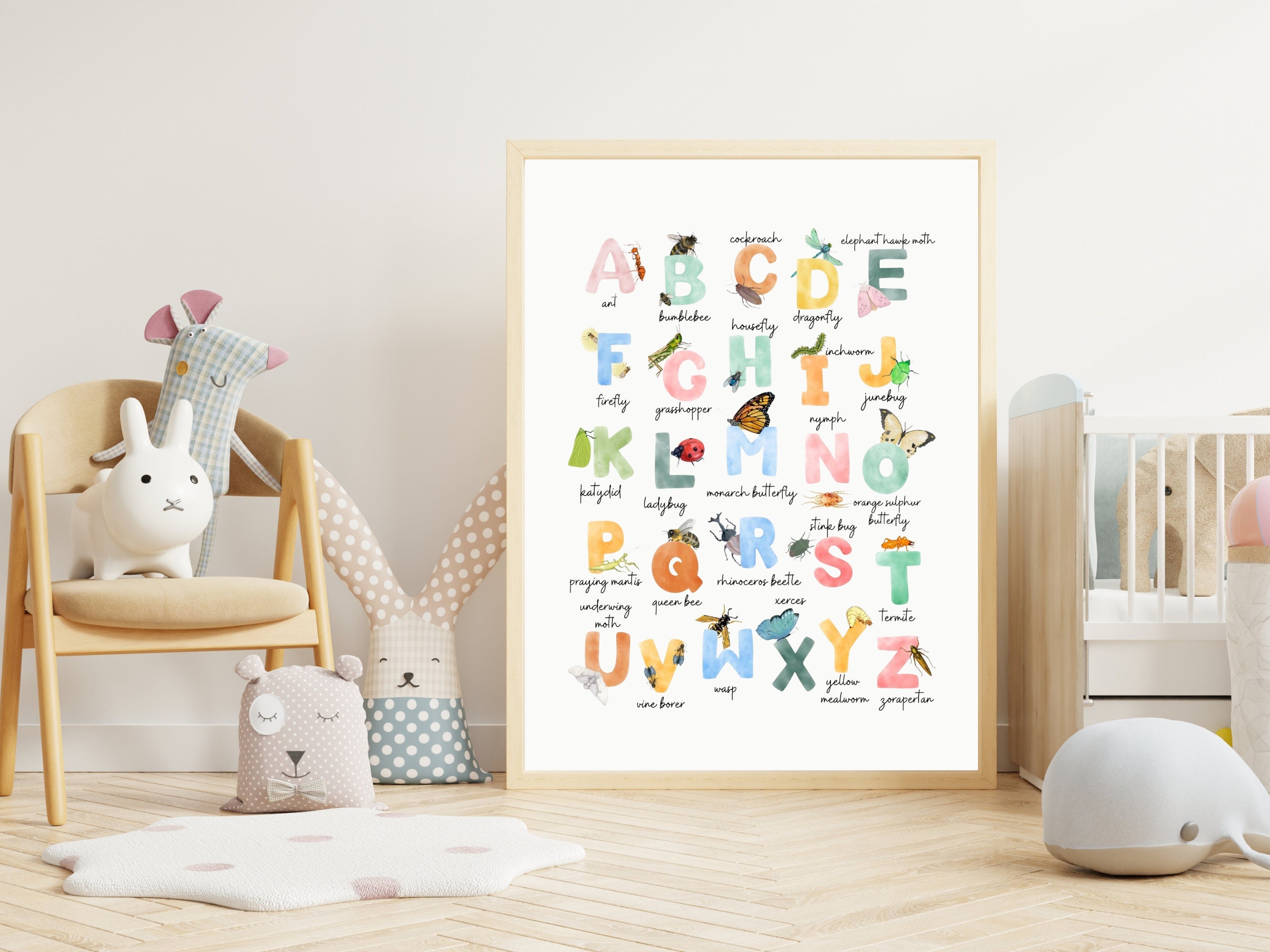 Alphabet Poster Printable, Kids Wall Art, Bug Alphabet Digital Print ...