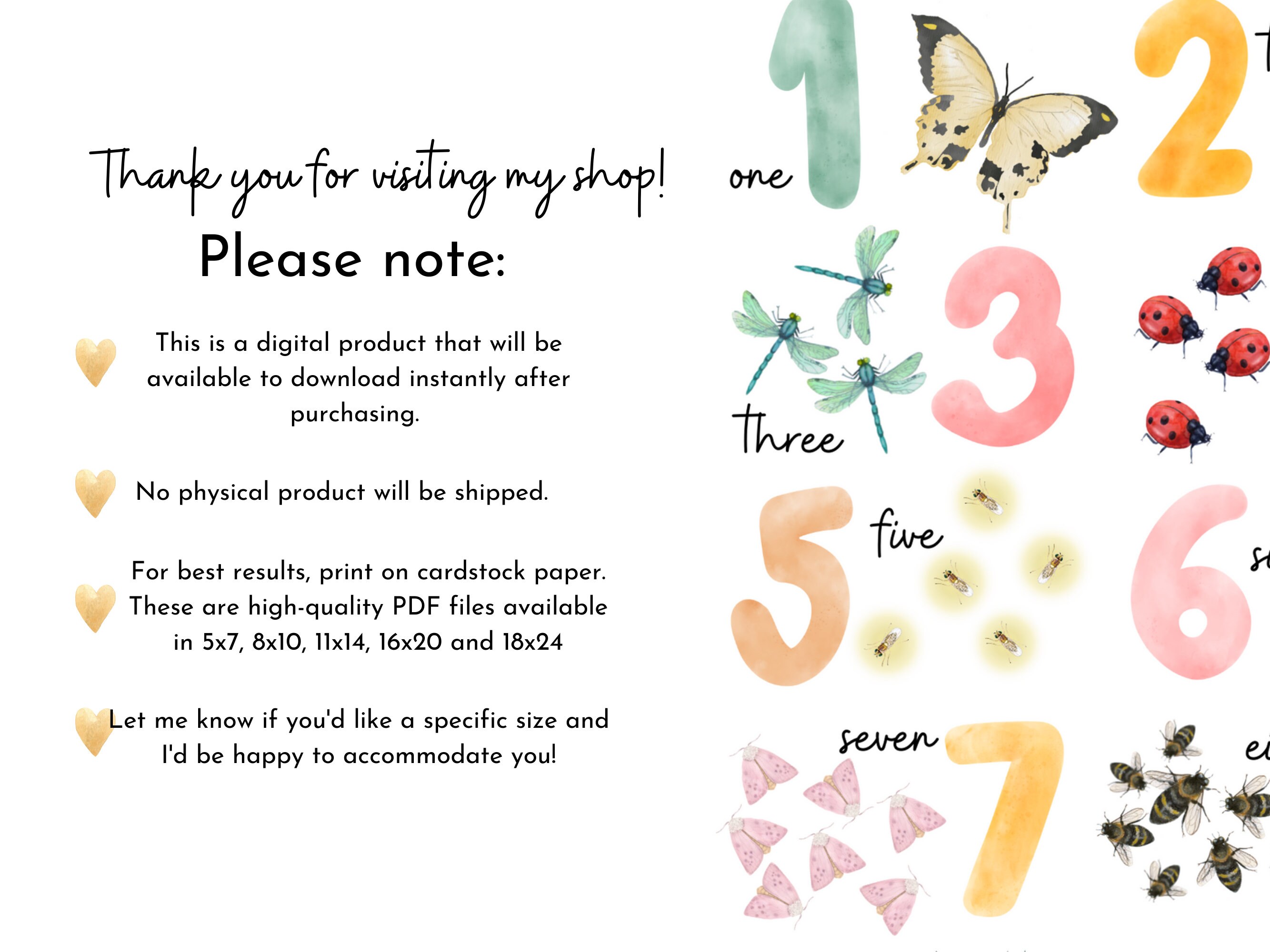 Bug Number Print, Printable Wall Art, Educational Art, Number Poster ...