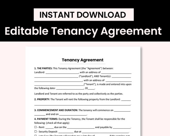 Editable Tenancy Agreement - Etsy UK