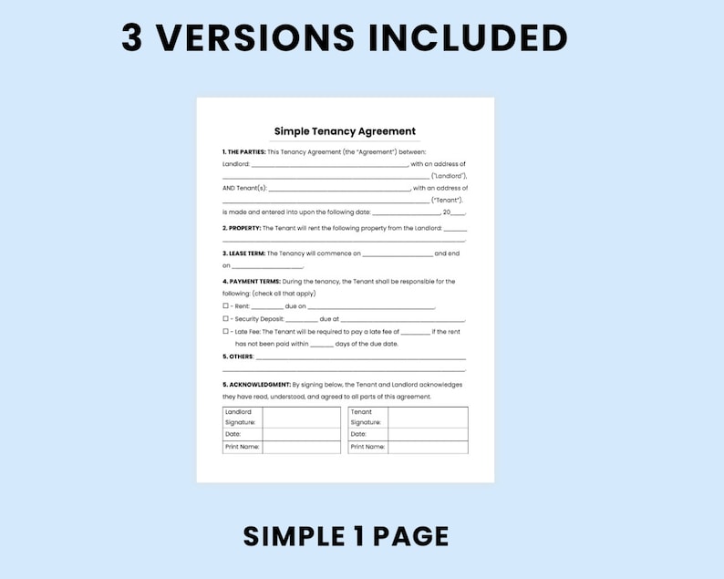 Editable Tenancy Agreement - Etsy