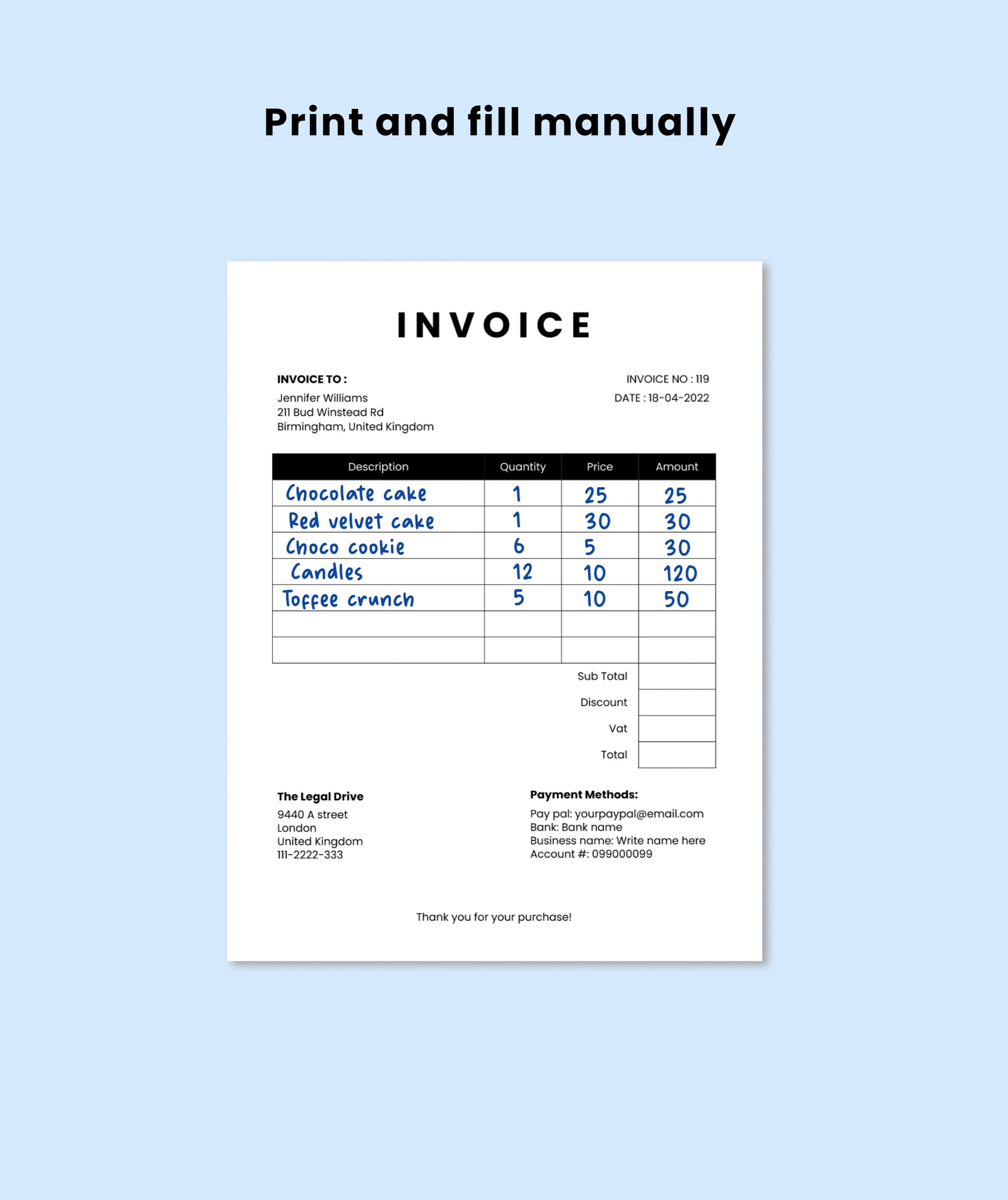 Simple VAT Invoice Template - Etsy