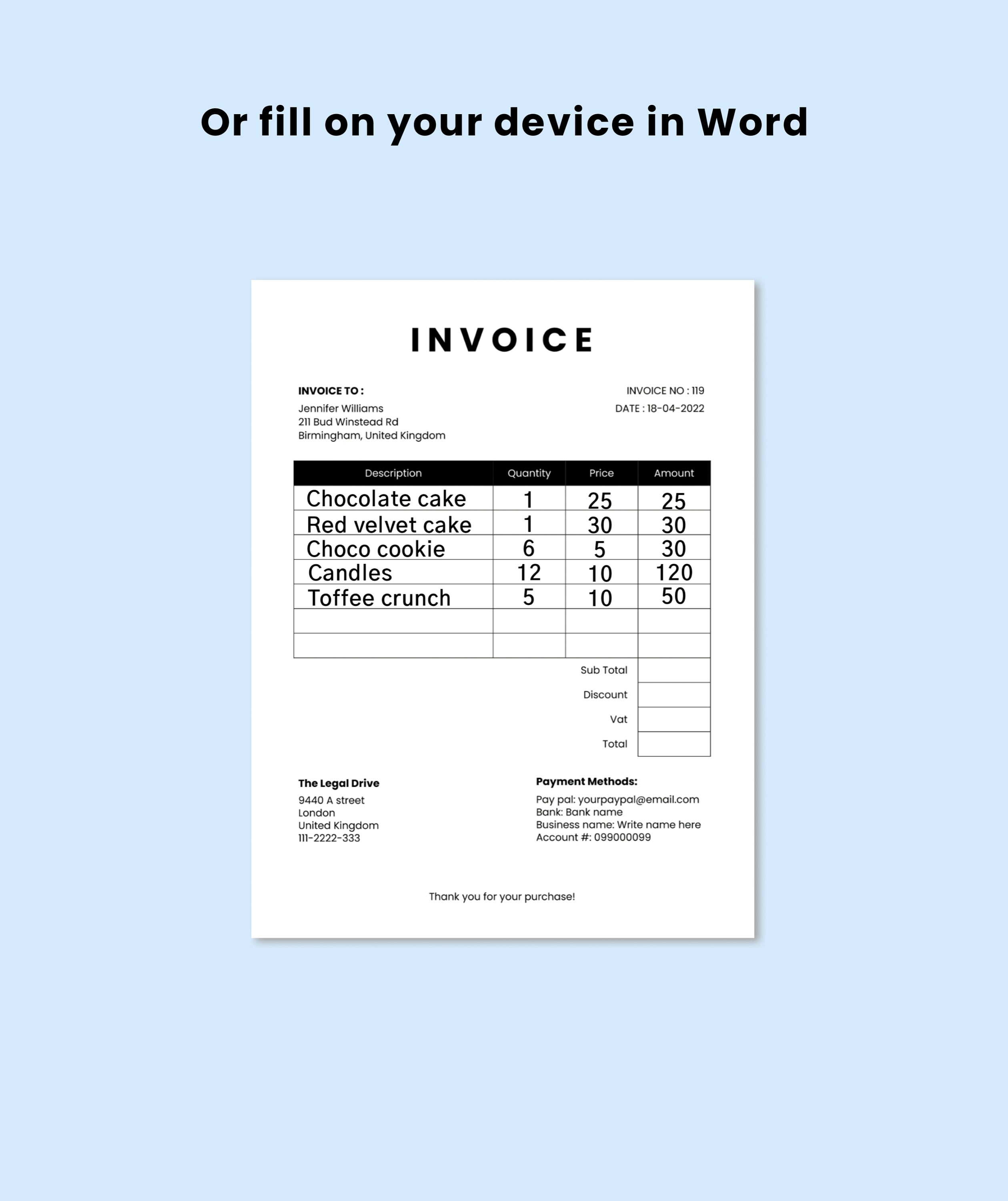 Simple VAT Invoice Template - Etsy
