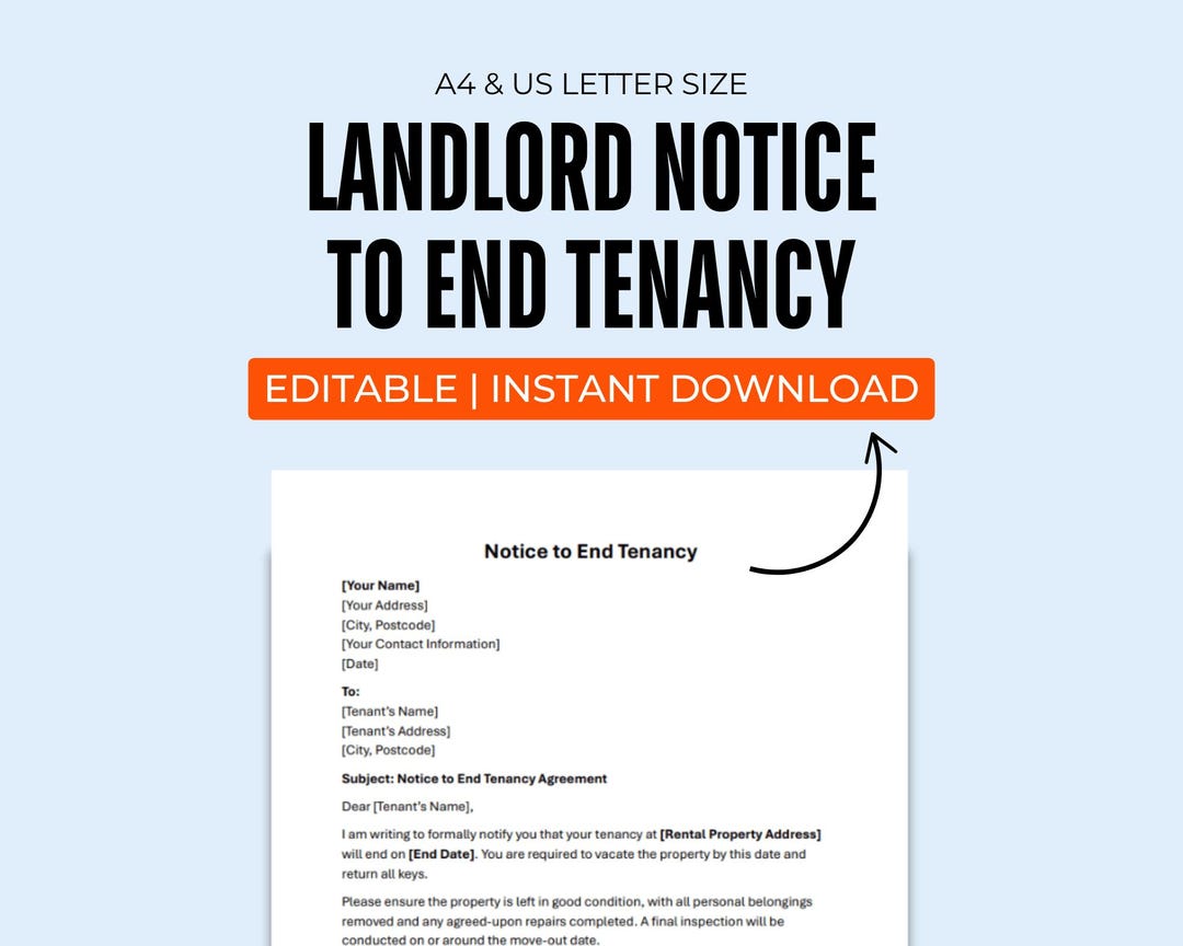 Simple Landlord Notice to End Tenancy Template. PDF / MS Word Document ...