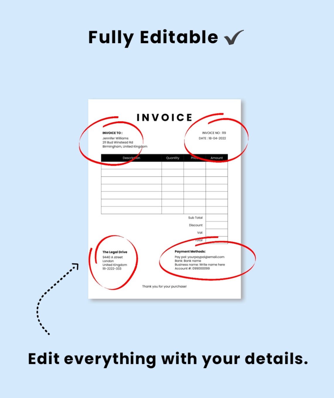 Simple VAT Invoice Template - Etsy