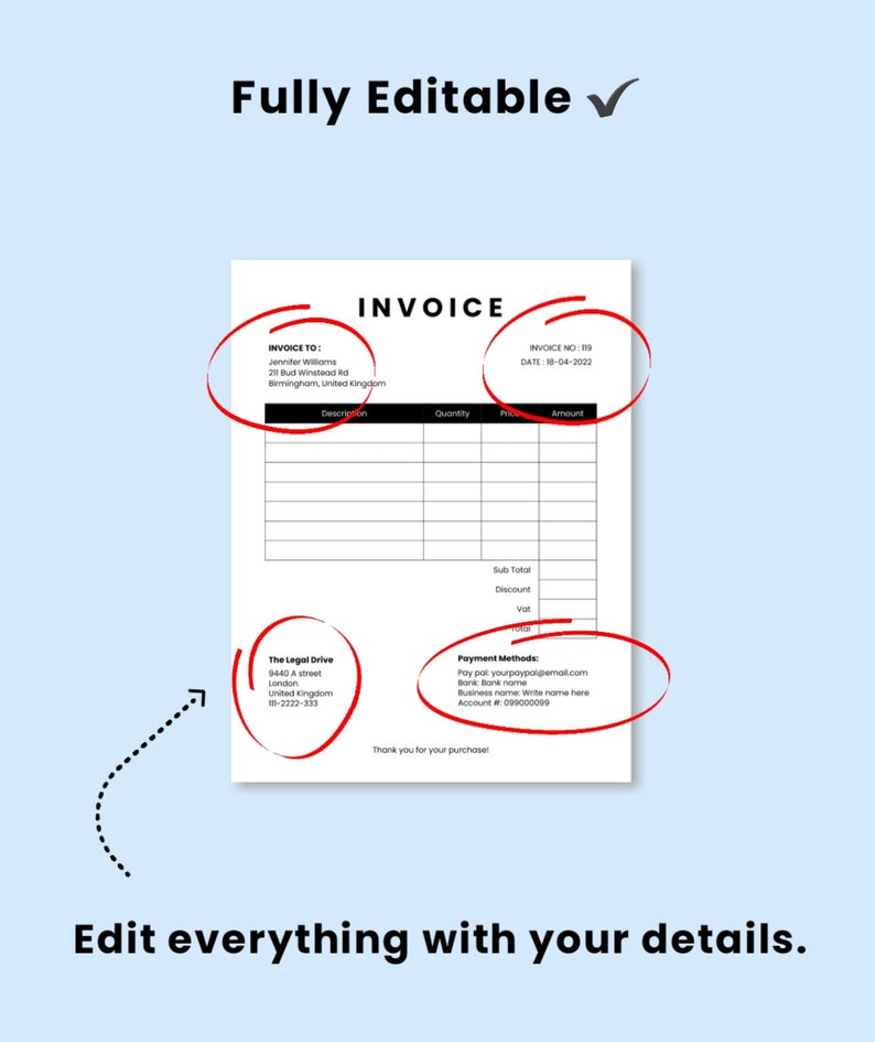 Simple VAT Invoice Template - Etsy