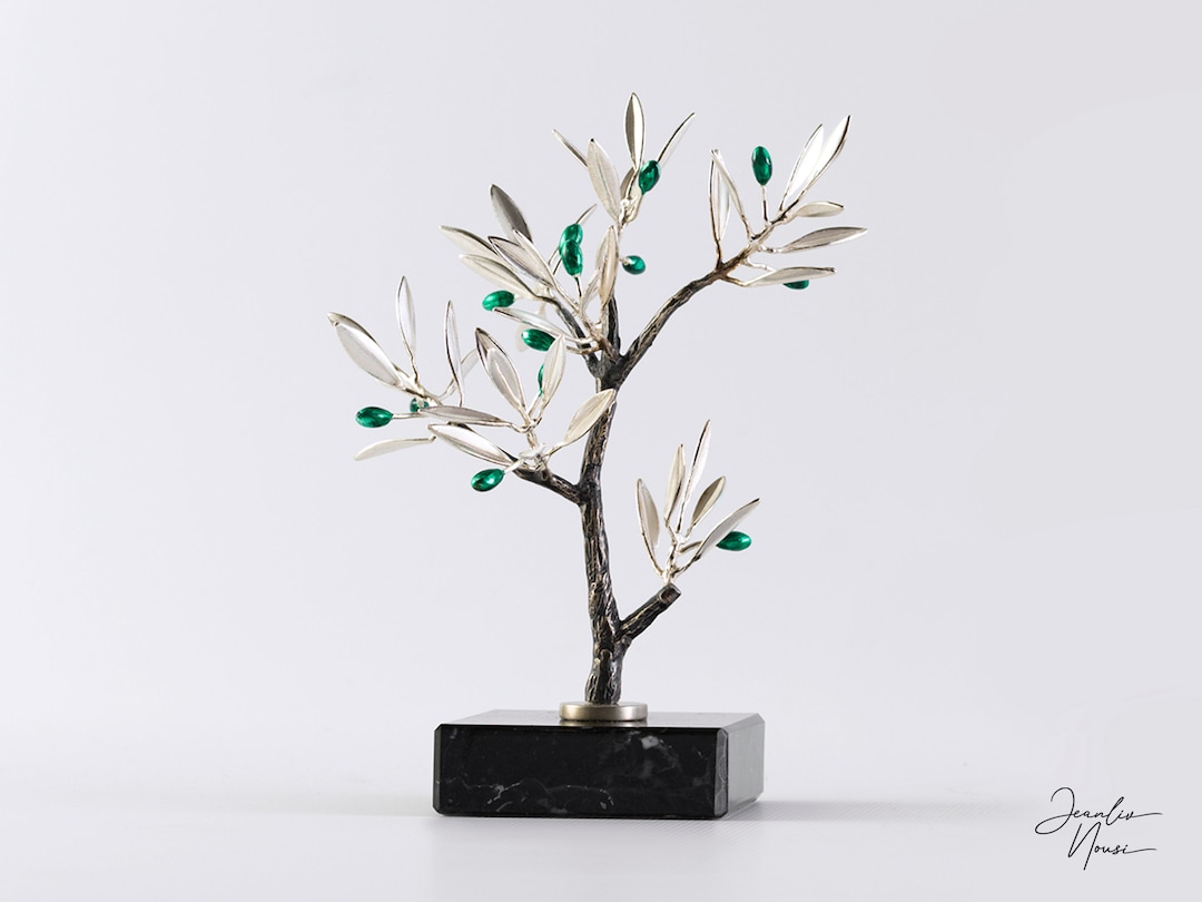 Silver Olive Tree Statue Handcrafted Statement Art - Etsy