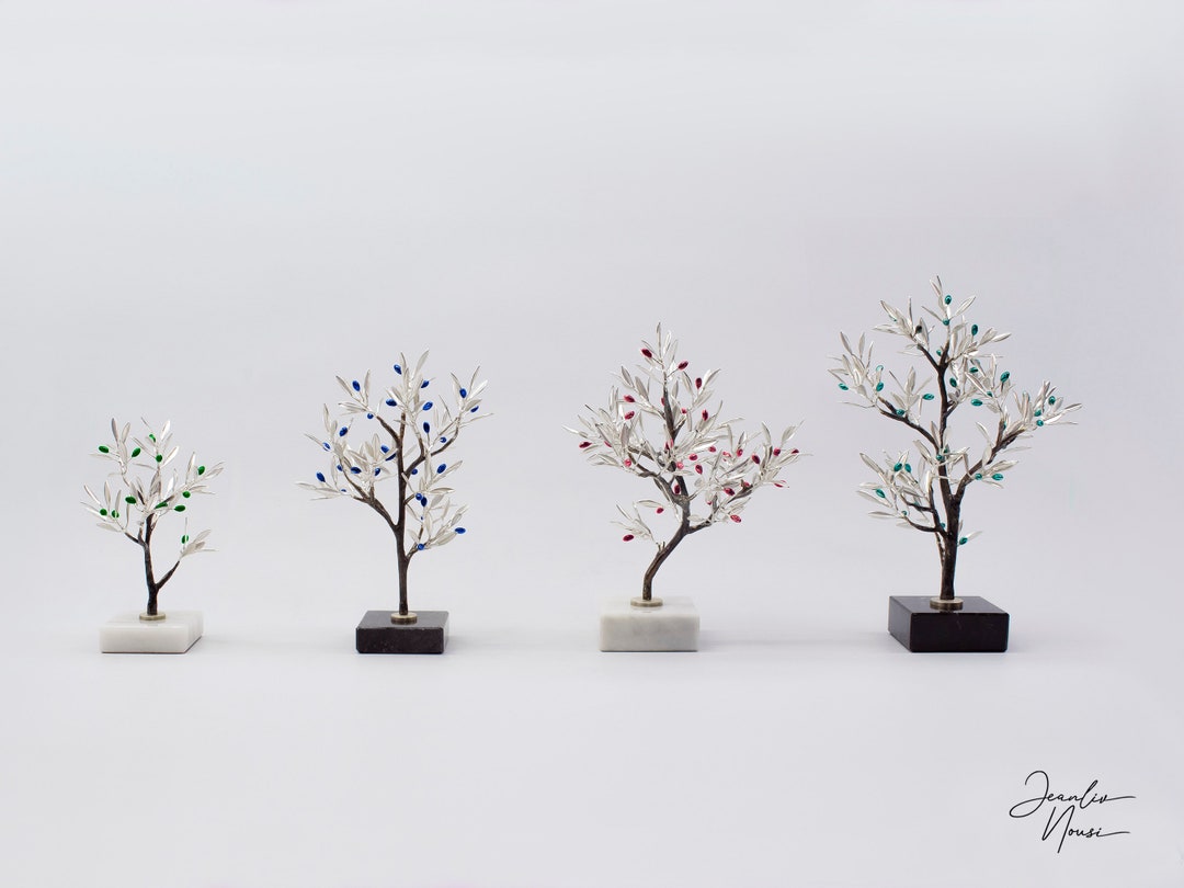 Handmade Silver Olive Tree Sculpture With Patina Enamel and - Etsy