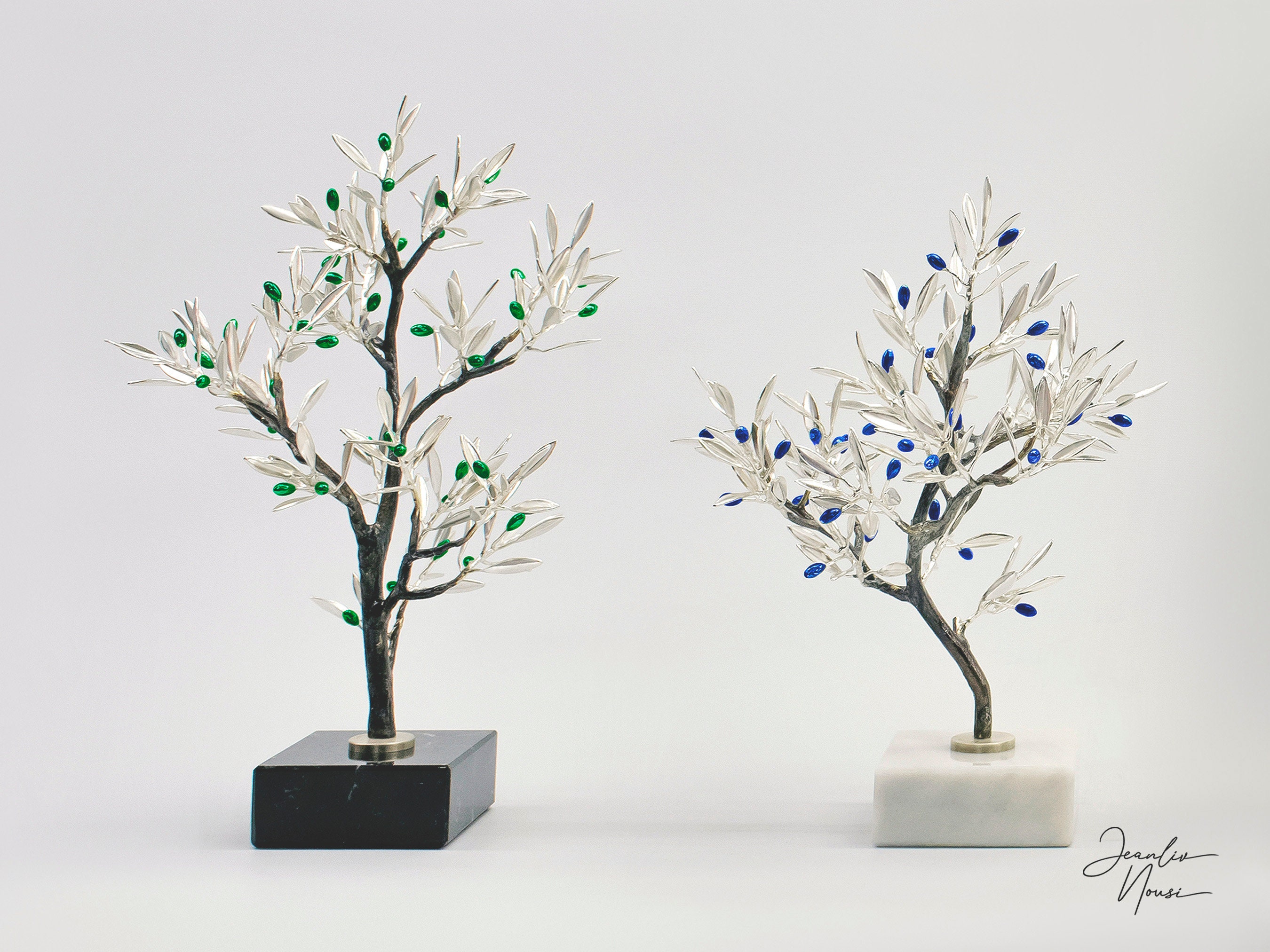 Handmade Silver Olive Tree Sculpture With Patina Enamel and - Etsy