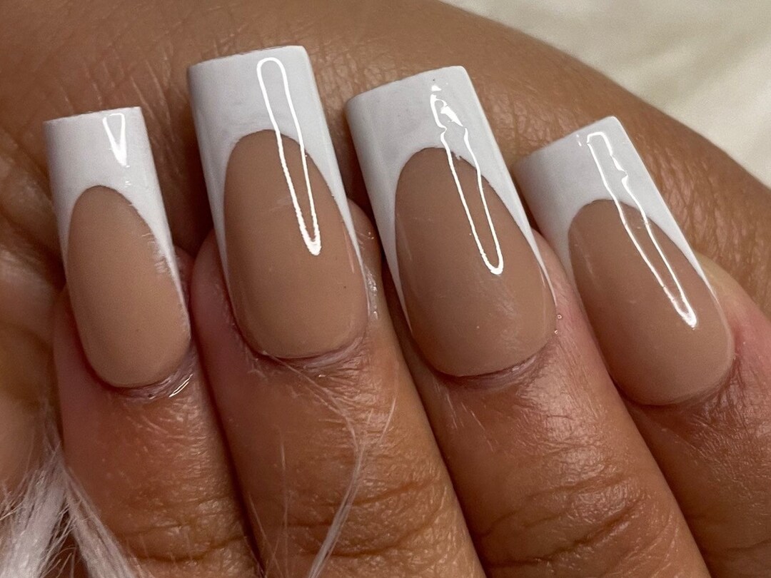 Classic White French Press-ons Acrylic Press-on Set Customizable ...