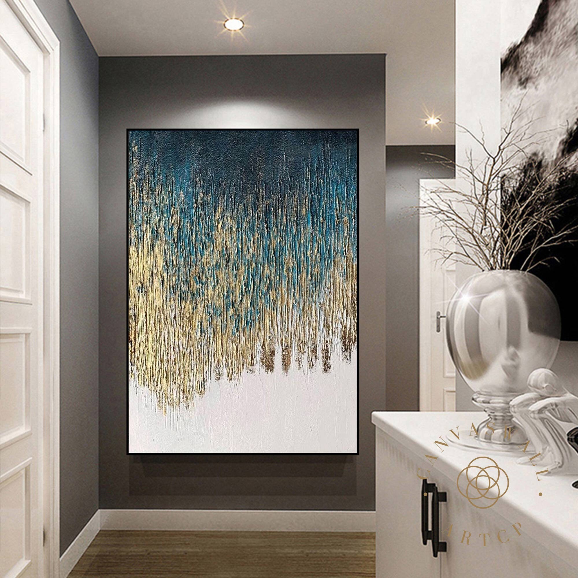 Original Teal Abstract Painting Teal Abstract Wall Art Minimalist ...