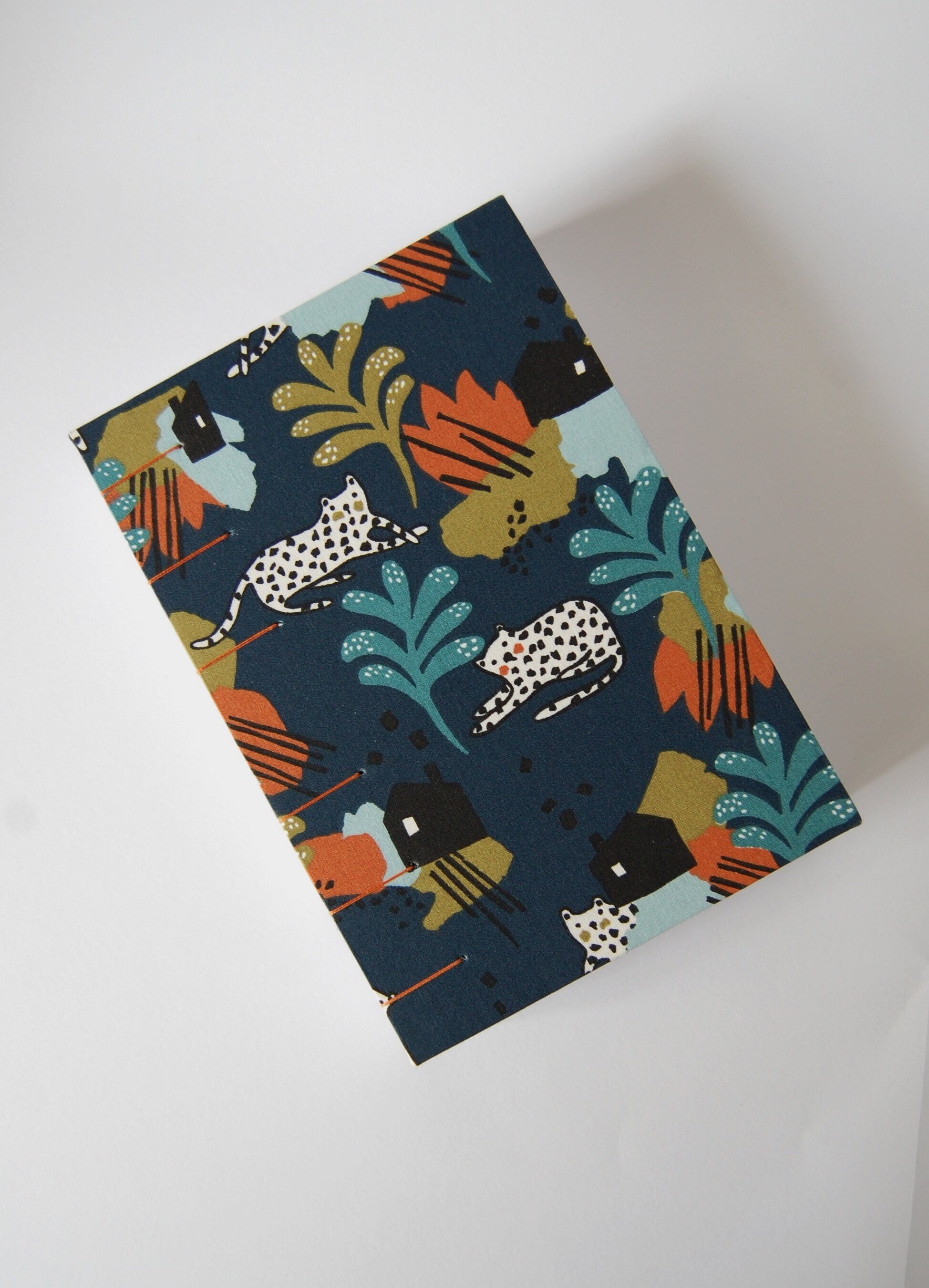 Coptic Stitch Binding Jungle Themed Patterned Fabric Covered Notebook ...
