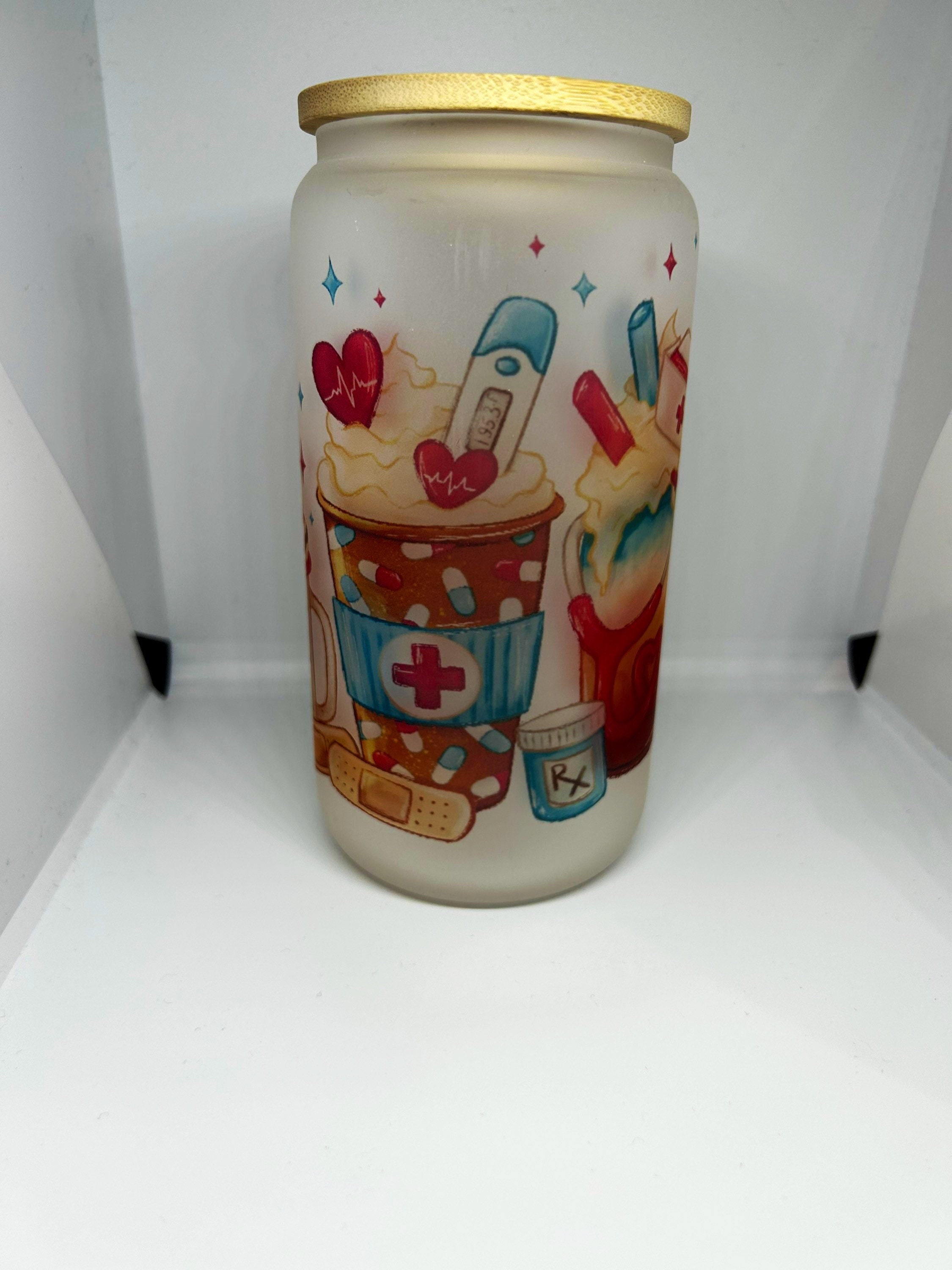 Nurse Fuel Latte Cup Designfrosted Glass Canfree Shipping - Etsy