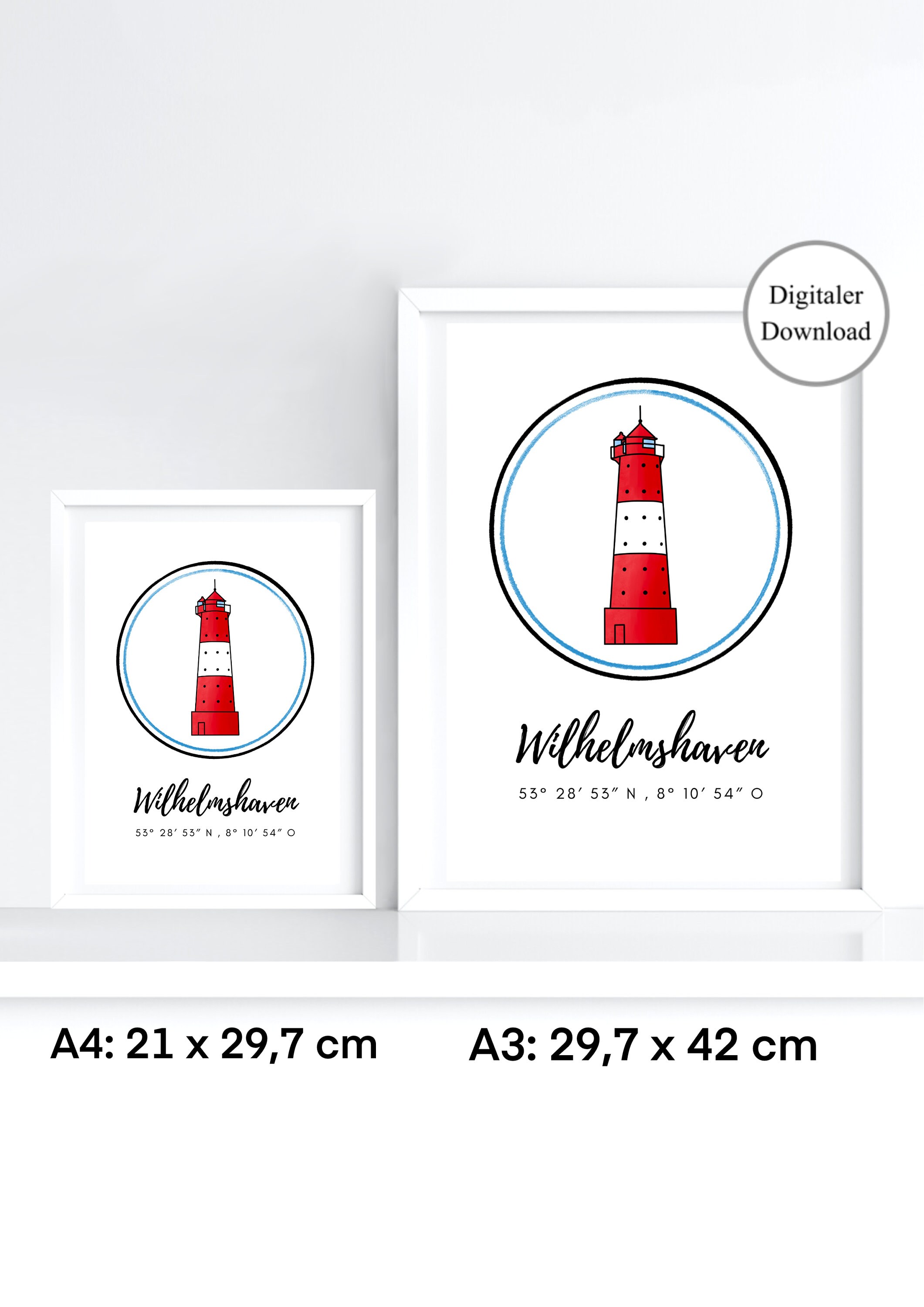Lighthouse Wilhelmshaven Arngast Poster Digital Souvenir - Etsy