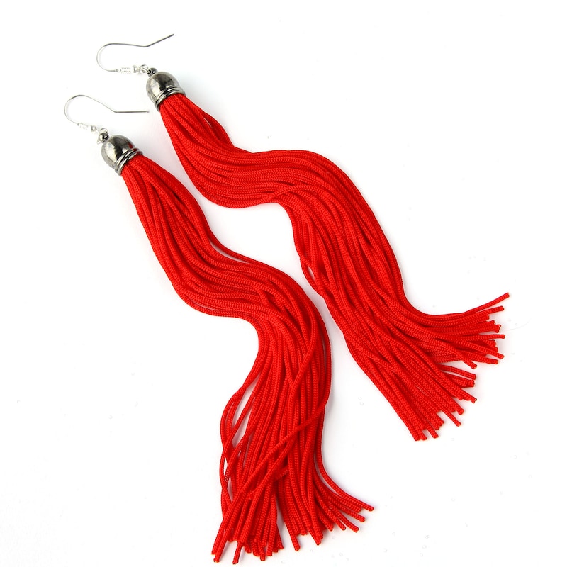 Long Red Earrings - Etsy