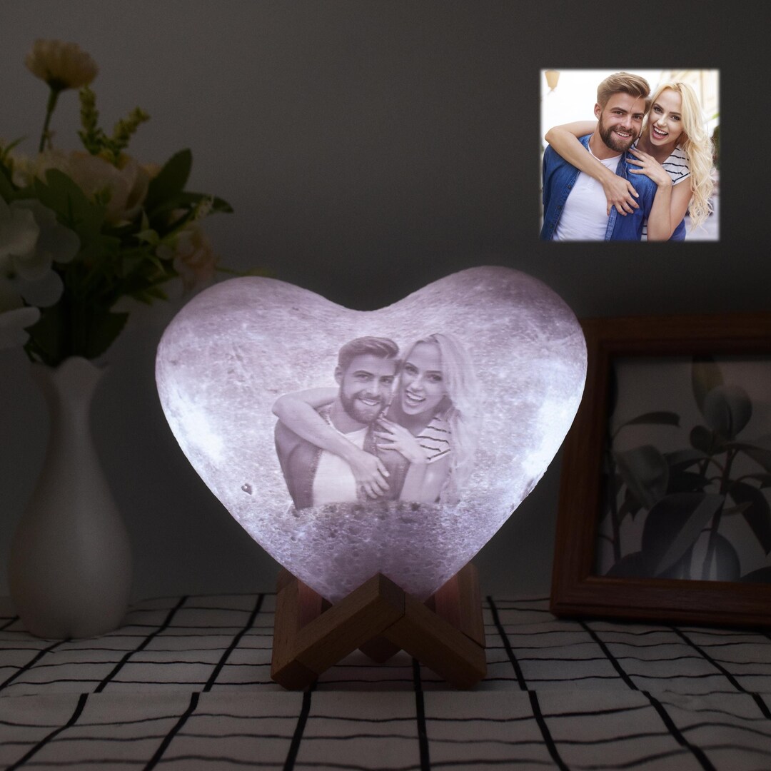 Personalized 16 Colors 3d Photo Heart Moon Lamp,custom Photo Night ...