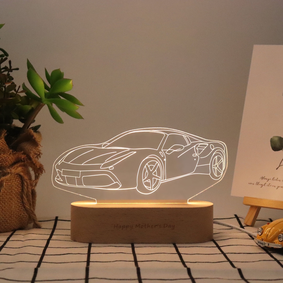 Custom 3D Car Sketch Night Light, Car Guy Gift, Personalized Gift, Car ...